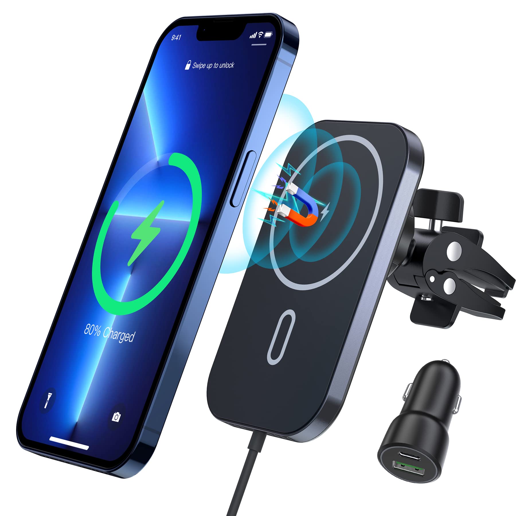 PANDAER 15W Magnetic Suction Car Wireless Charger – TechPro Factory