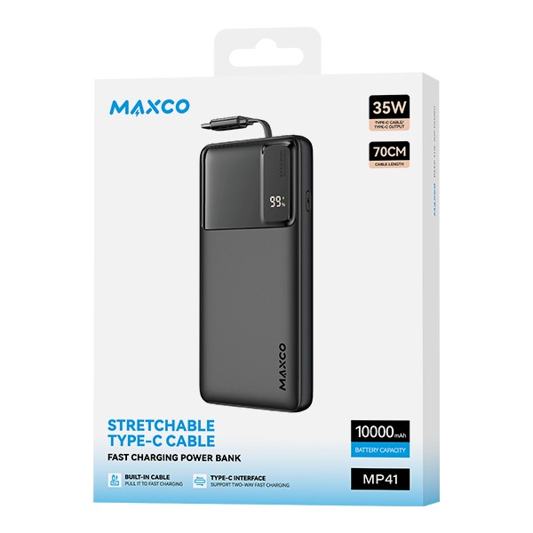 Maxco MP55 22.5W Retractable Cable Fast Charge Mobile Power Supply ...